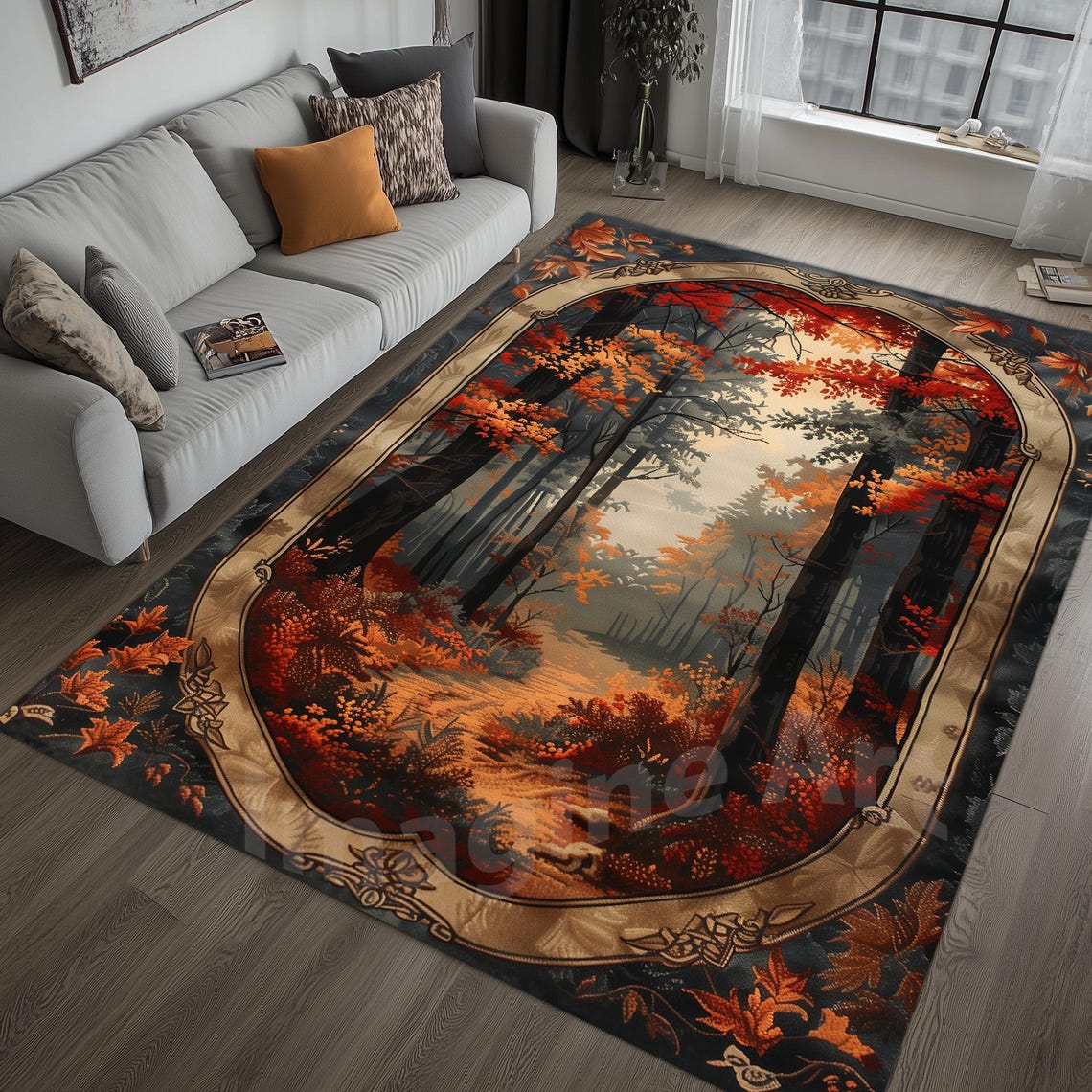 Rustic Autumn Forest Rug: Soft Velvet, Non-slip Cotton Base - Etsy