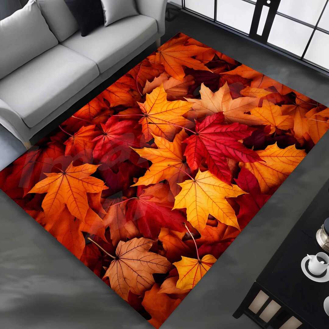 Fall Leaves Design Rug: Autumn Forest Decor, Velvet - Etsy