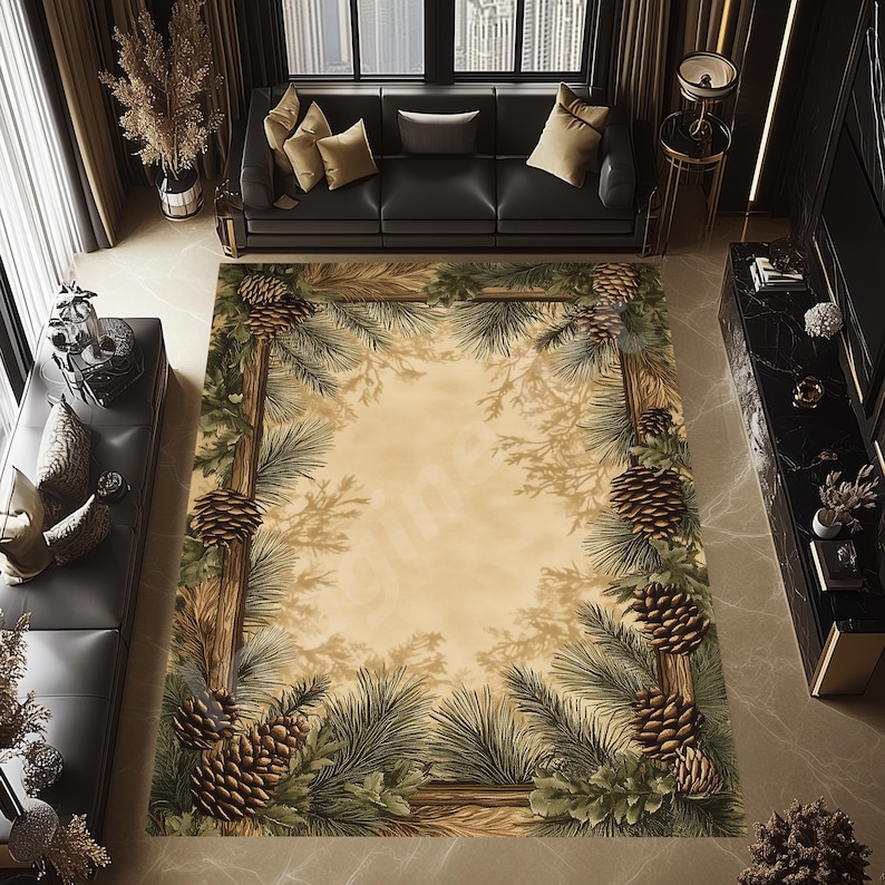 Rustic Pine Cone Rug: Earthy Forest Design - Etsy