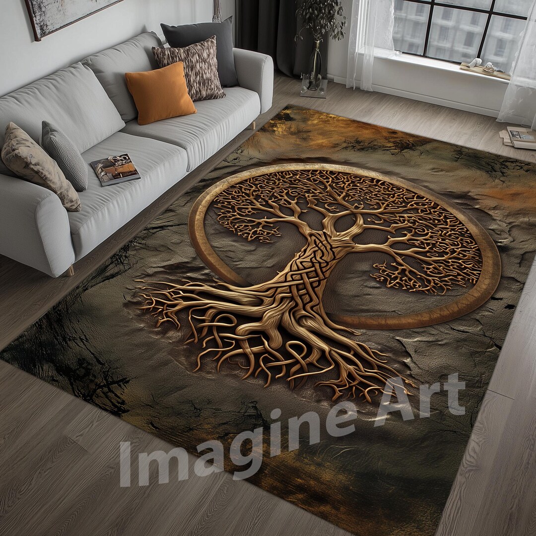 Yggdrasil Tree Area Rug: Old Norse Symbol, Brown Retro Design - Etsy