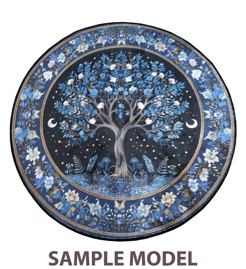 Celtic Tree of Life Round Rug: Gold Leaves Art Rug - Etsy
