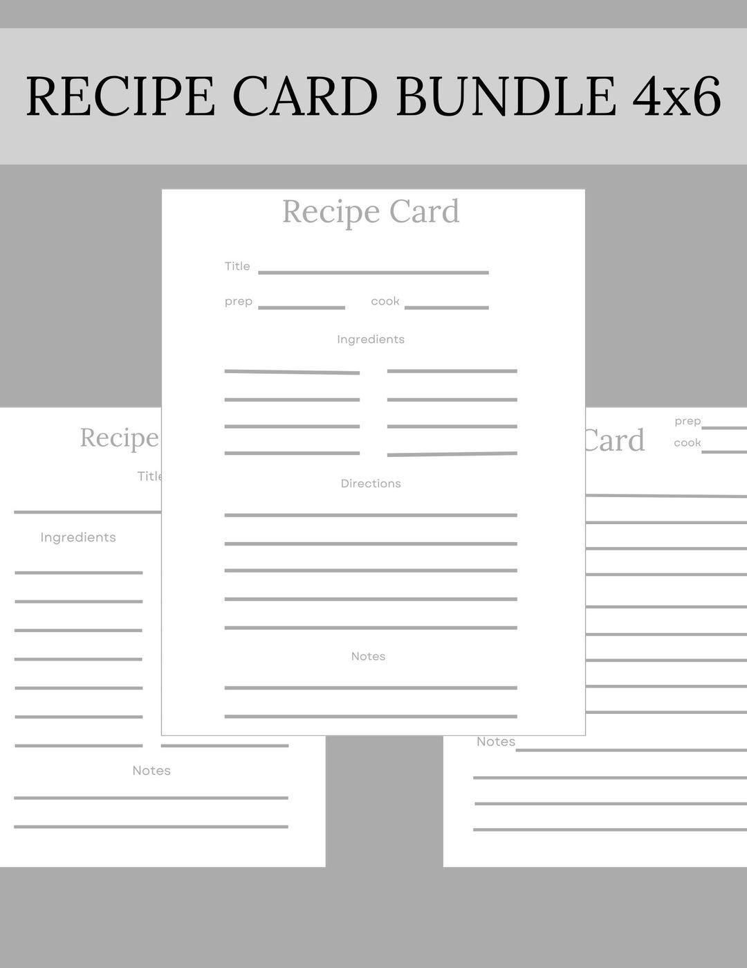 Recipe Card Bundle-slate | Printable PDF Recipe Cards 4x6 for Easy ...