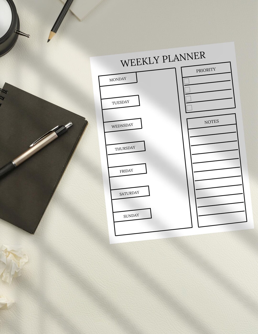 Weekly To-do Planner | Printable PDF Weekly Planner, Digital Schedule ...