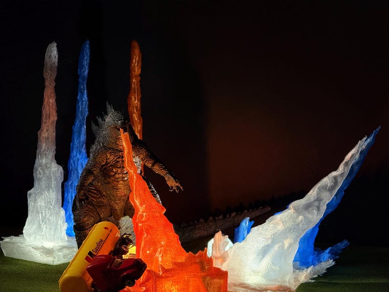 Godzilla Heat Ray Set: 3D Printed Kaiju Diorama With Rechargeable Leds ...