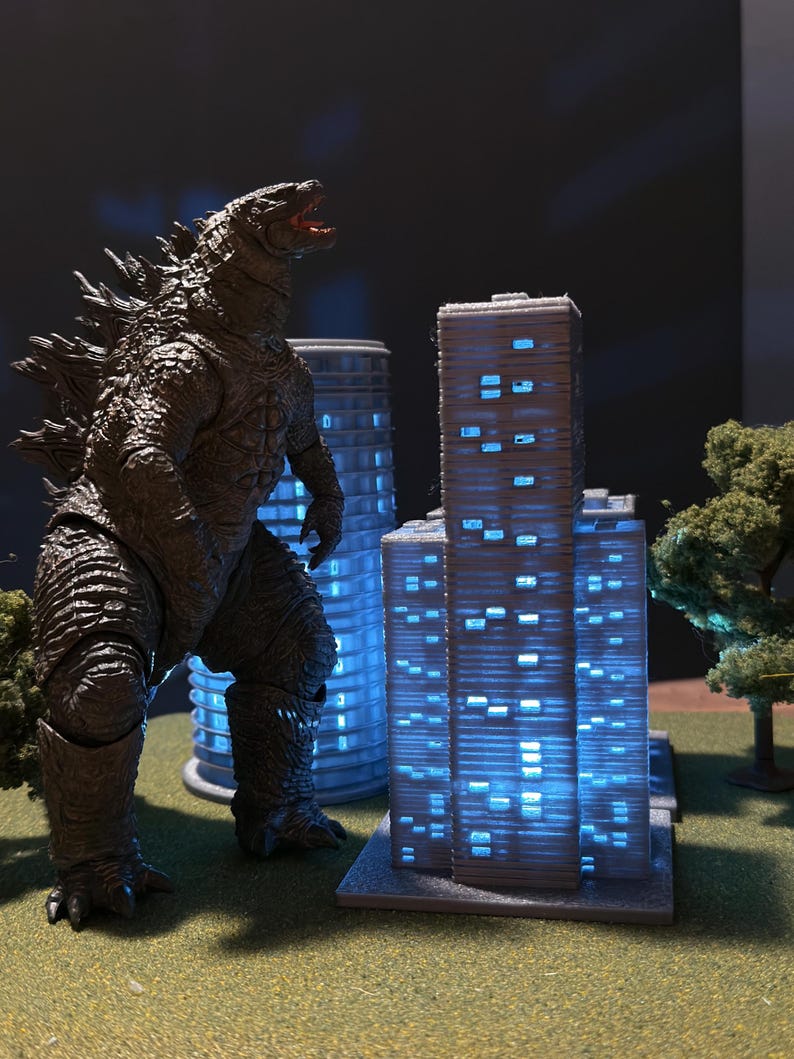 Godzilla Before & After Building Destruction Set: 3D Printed Intact and ...