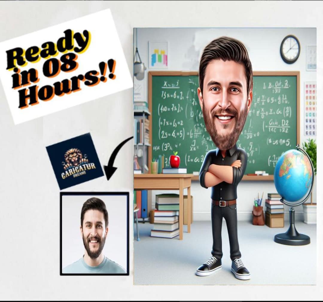 Custom Professor 3D Caricature Portrait: Unique Cartoon Gift (digital ...