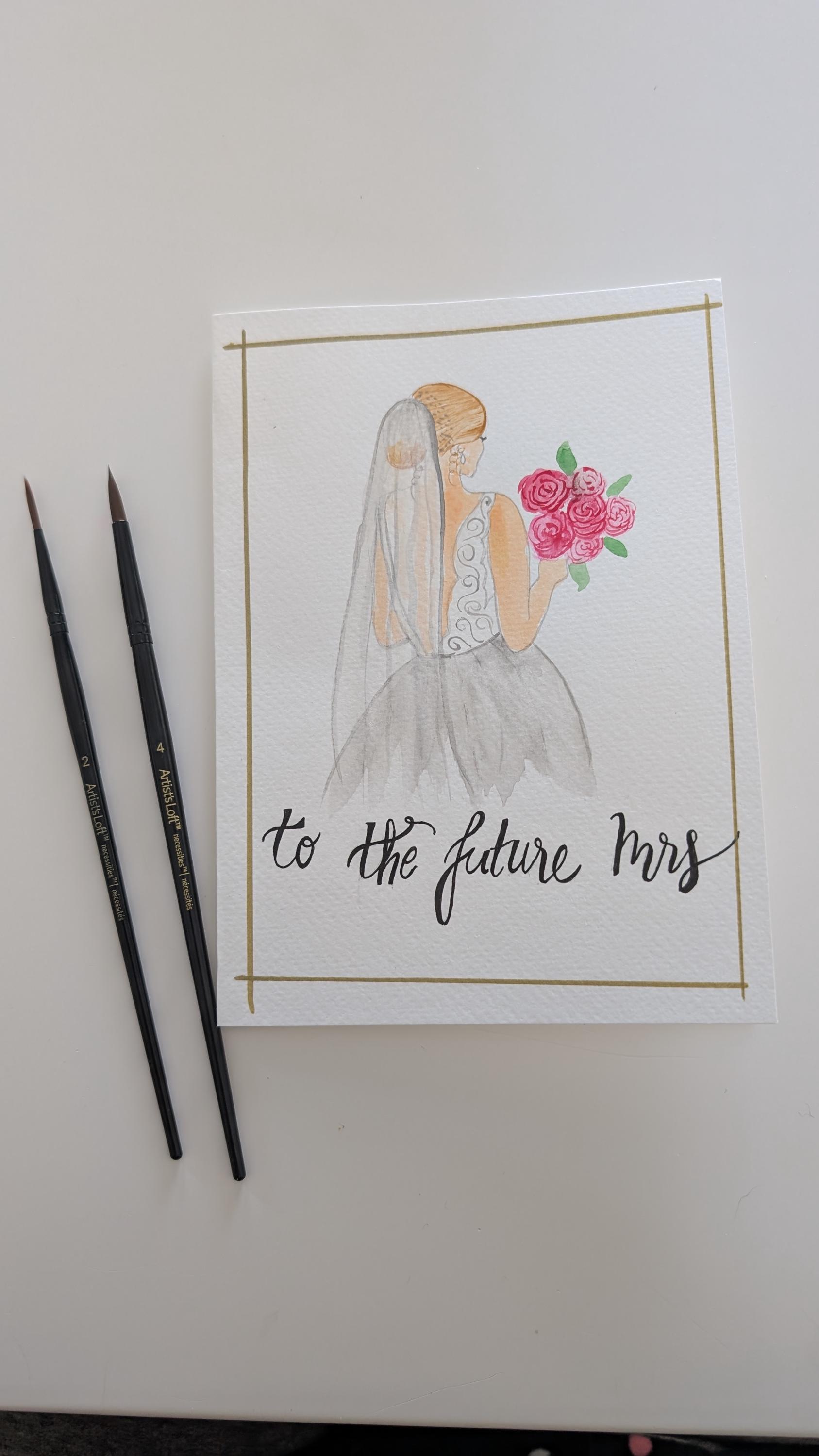 Hand Drawn Card for Bride to Be. Congratulations Card for Bride ...