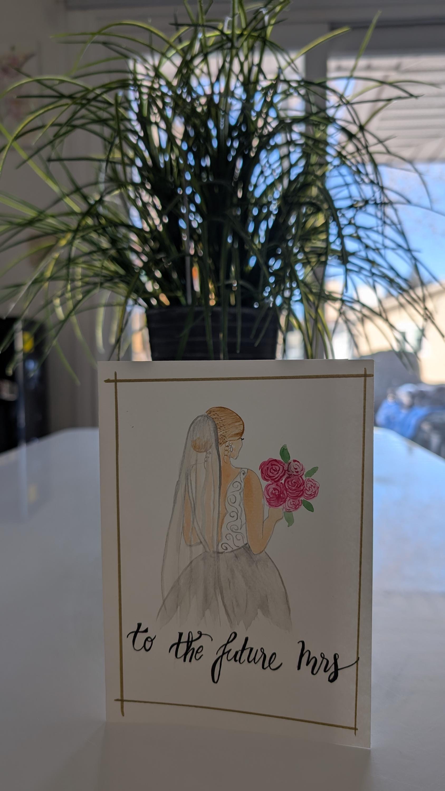 Hand Drawn Card for Bride to Be. Congratulations Card for Bride ...