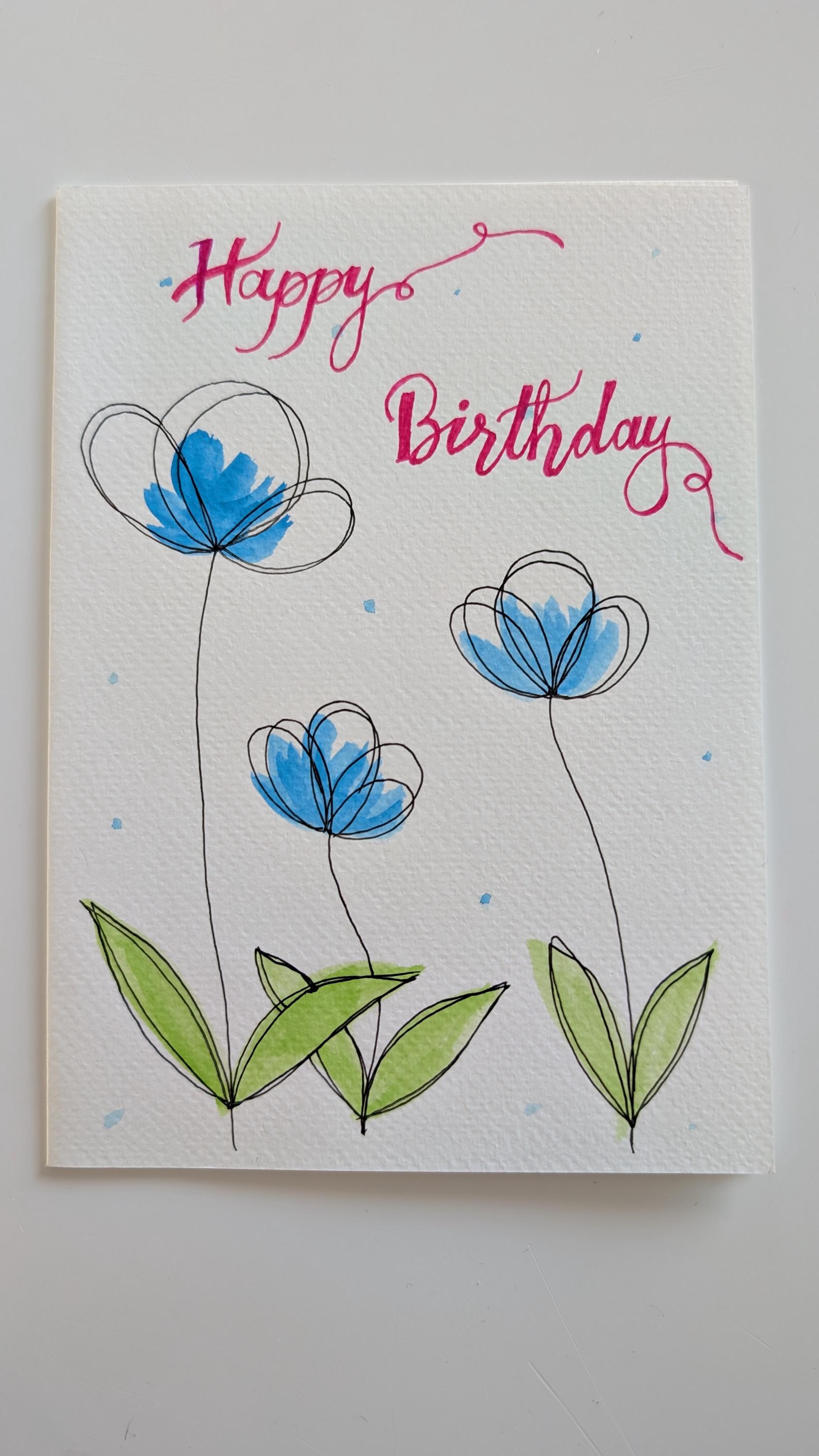 Handmade Birthday Card. Happy Birthday Card. Hand Drawn Birthday Card ...