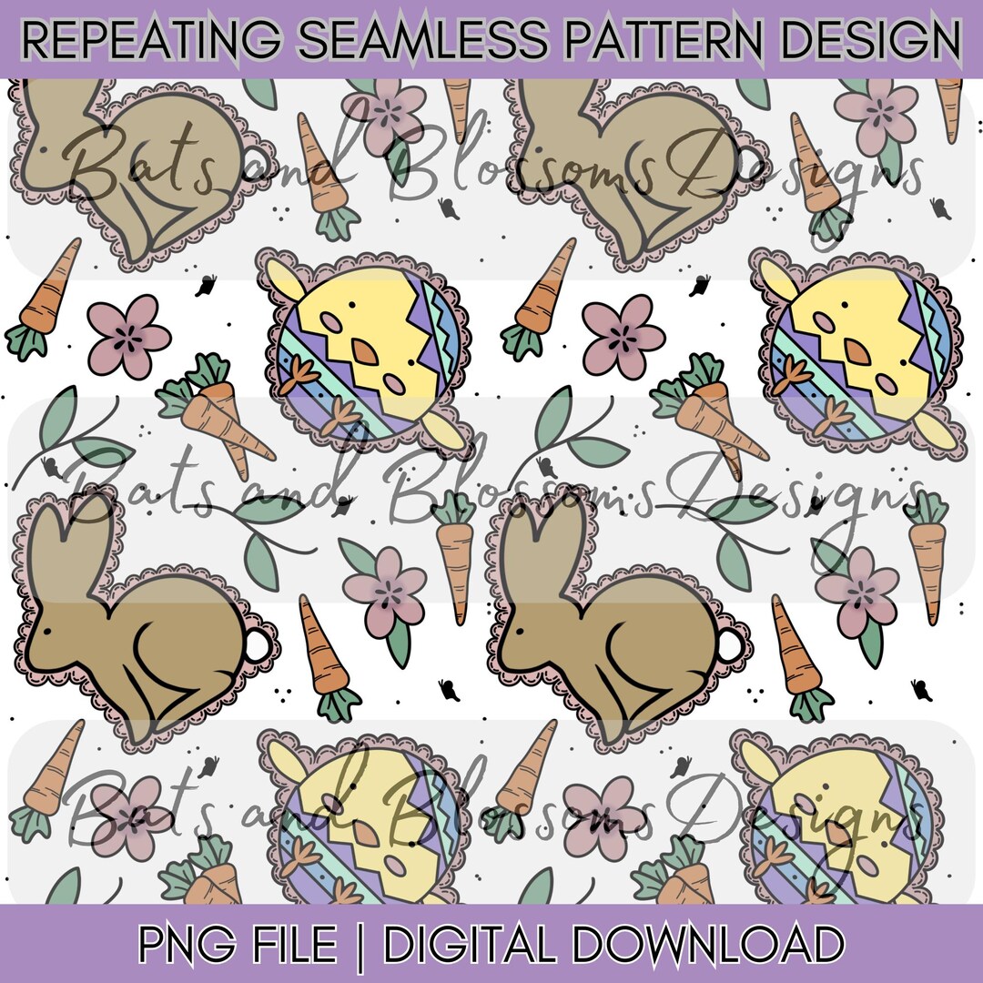 Easter Bunnies and Peeps Pattern Seamless PNG, Easter Pattern Design ...