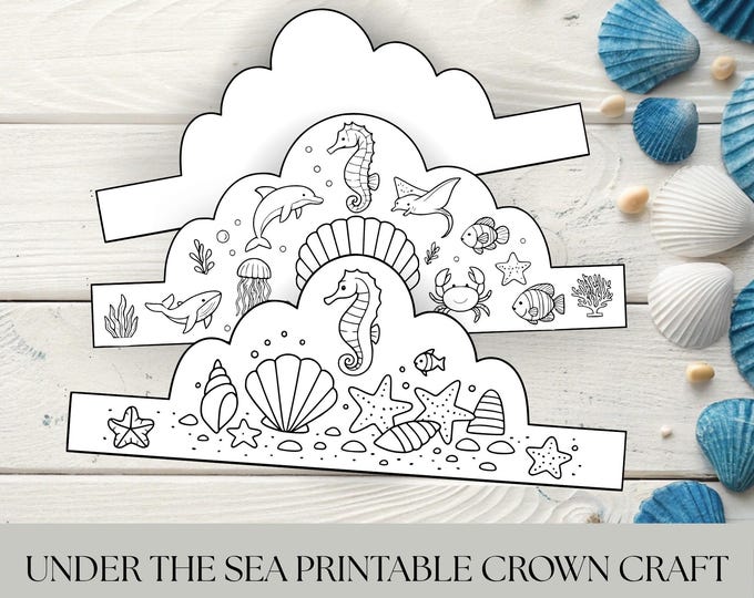 Sea Turtle Paper Crown Party Coloring Printable Party Hat Kids Craft ...