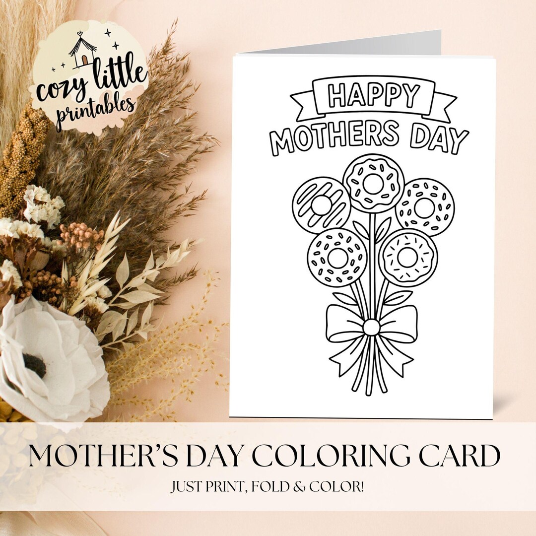 Kids Mother's Day Donut Bouquet Coloring Card (printable PDF) - Etsy ...