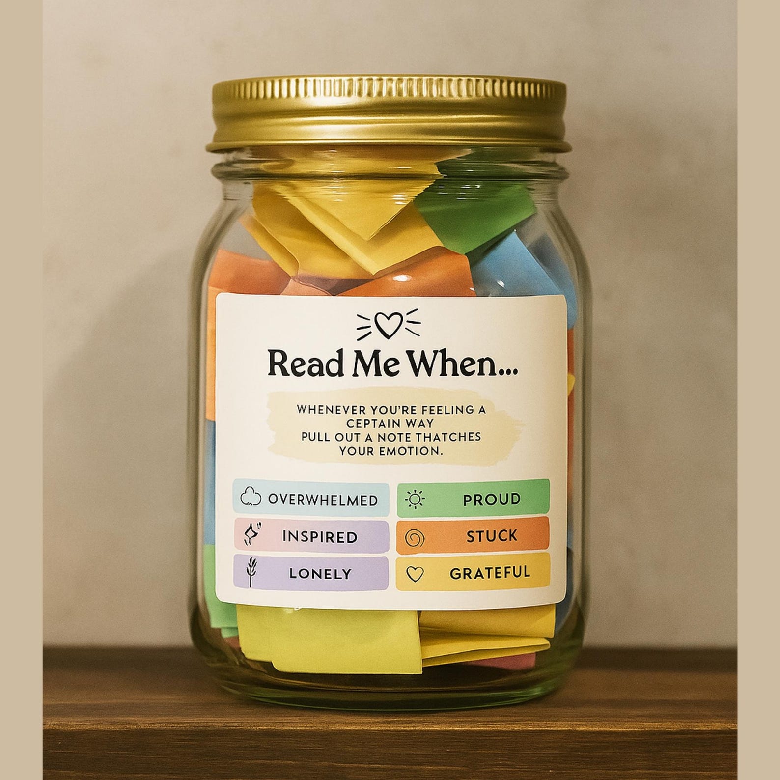 Emotional Support Read Me When Jar, Encouragement Jar, Printable Notes ...