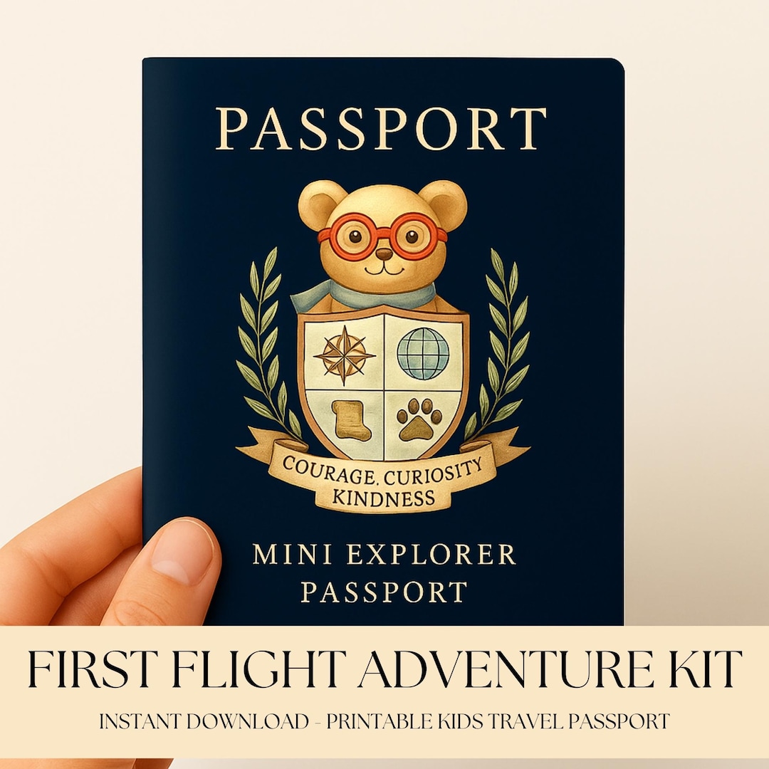 Printable Kids Passport | First Flight Memory Book | Explorer Badges ...