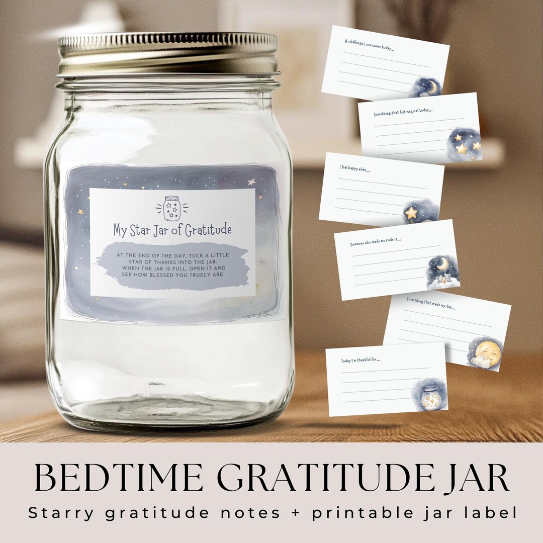 Bedtime Gratitude Jar, Star Jar Gratitude Notes, Family Mindfulness ...