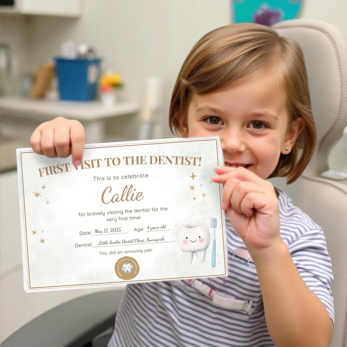 First Visit to the Dentist Certificate, Printable Kids Dental Milestone ...