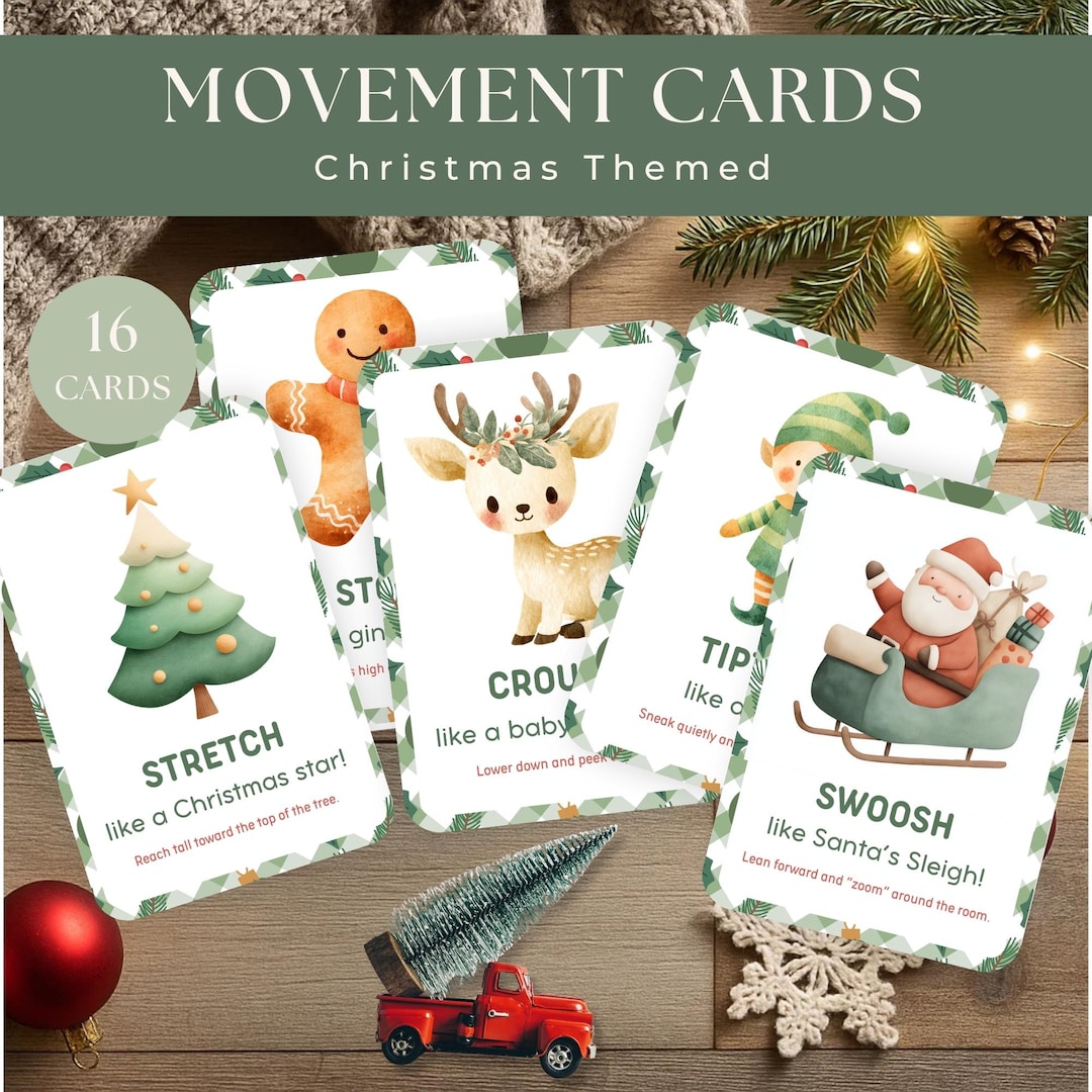 Christmas Movement Cards | Holiday Activity Cards | Preschool Brain ...