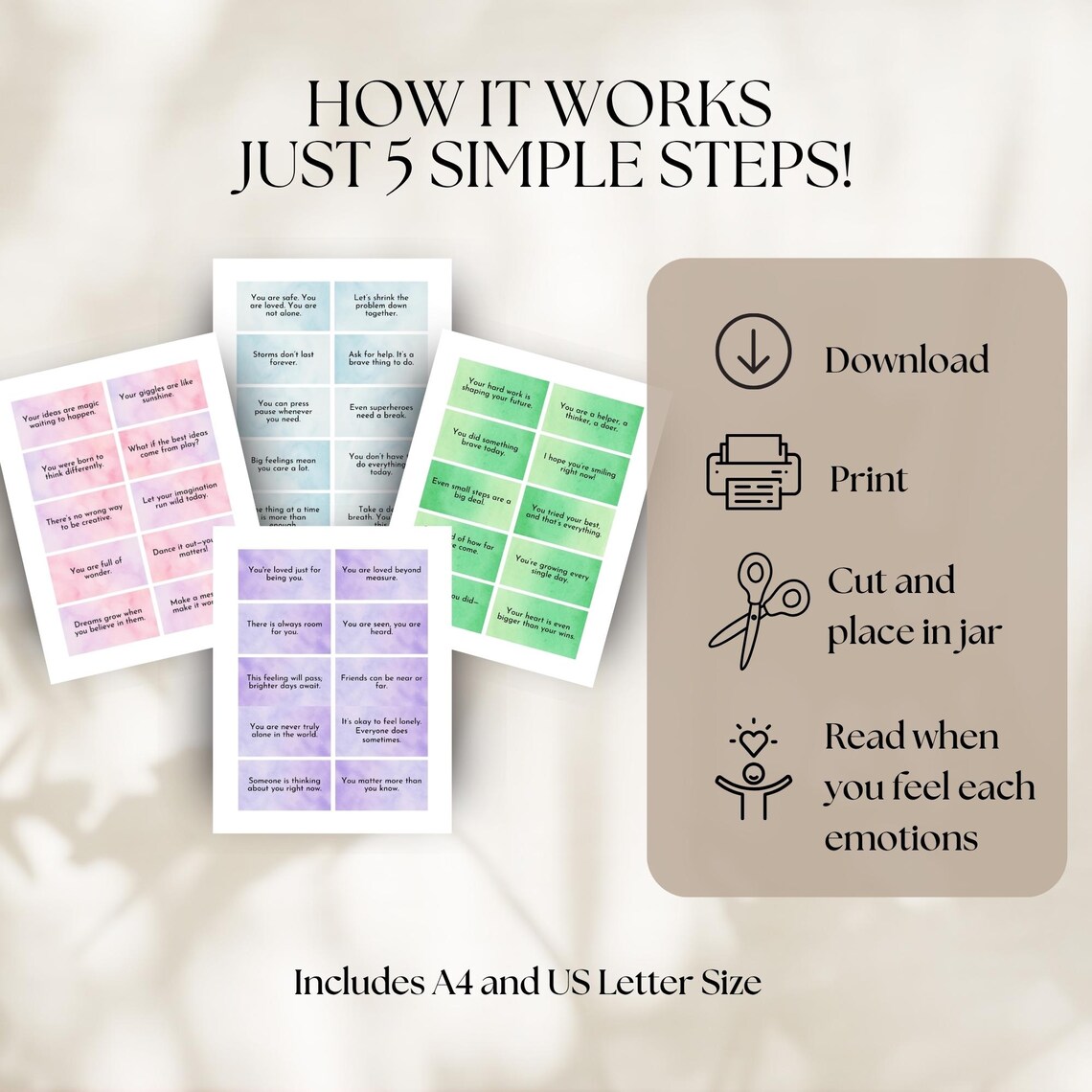 Emotional Support Read Me When Jar, Encouragement Jar, Printable Notes ...