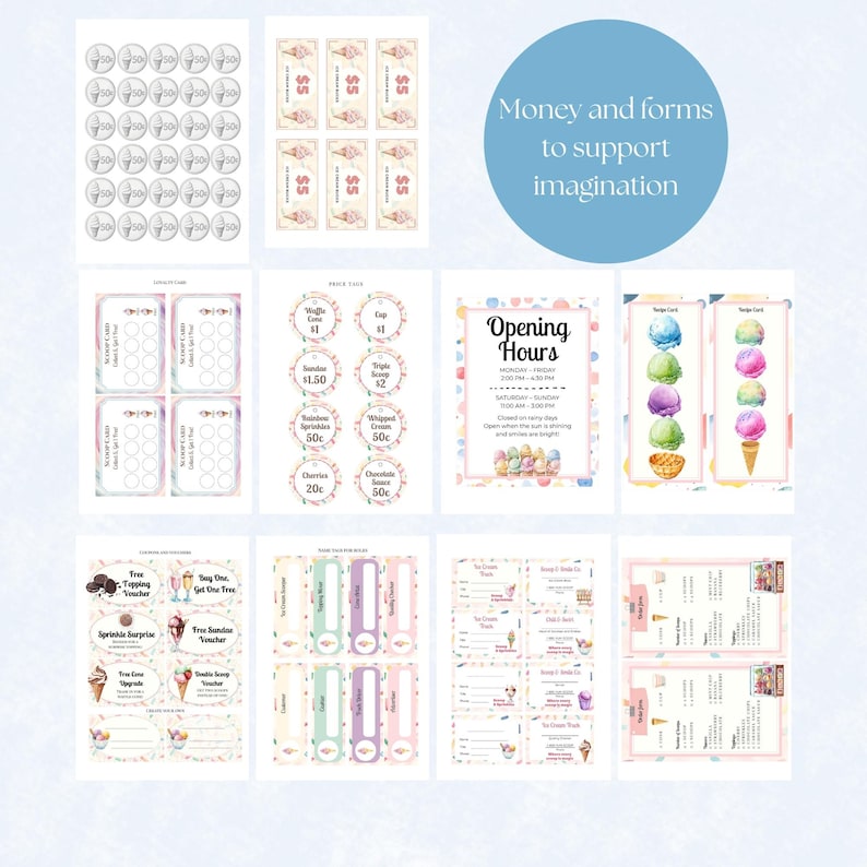 Ice Cream Shop Dramatic Play, Pretend Play Printable, Ice Cream Truck ...
