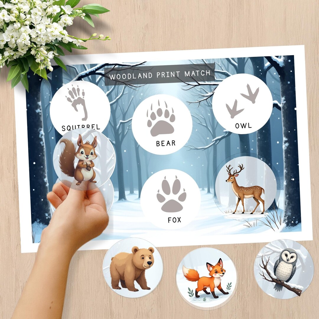Woodland Paw Print Matching Game | Printable Animal Tracks Activity for ...
