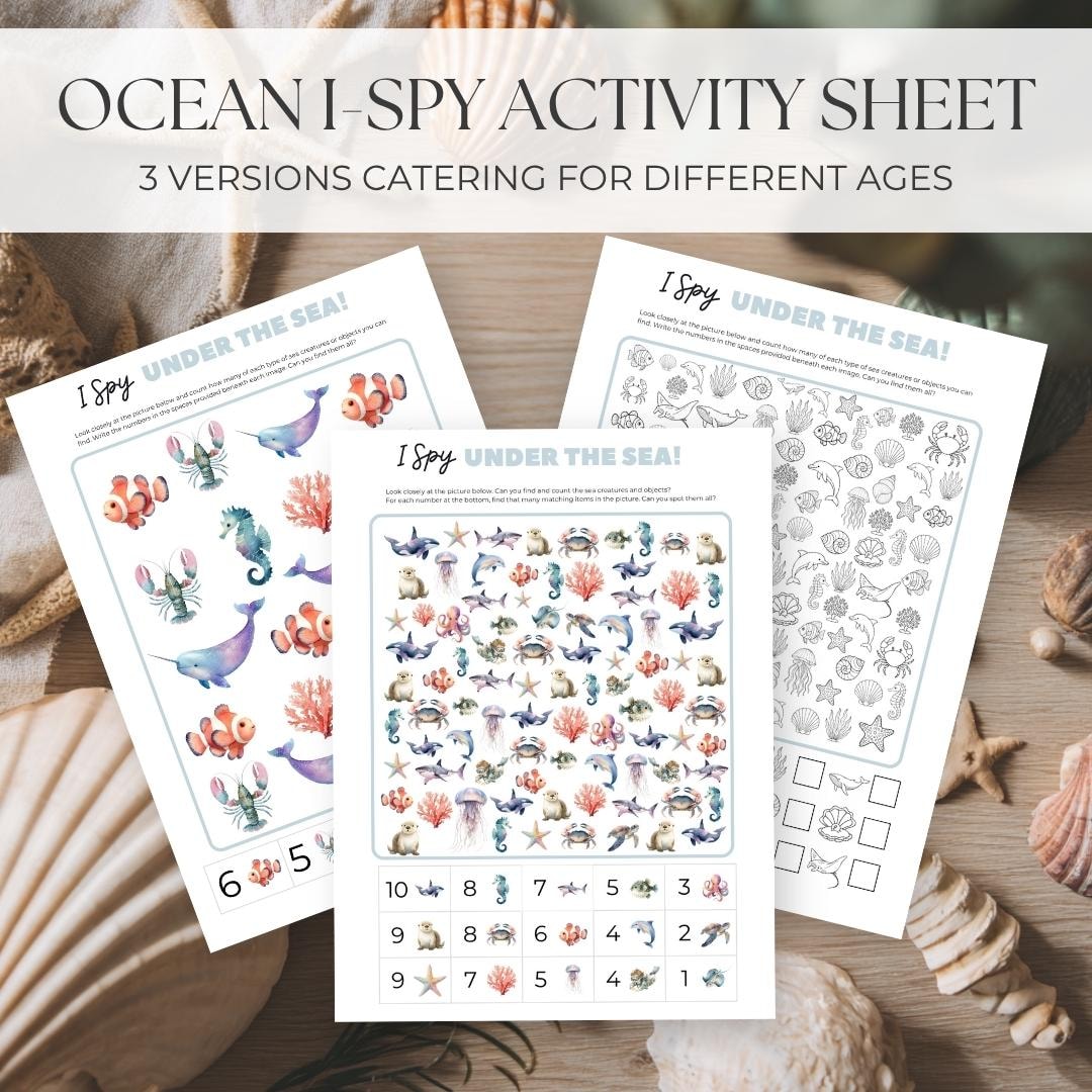 Under the Sea I Spy Printable Game, Ocean Animal Count & Find Activity ...
