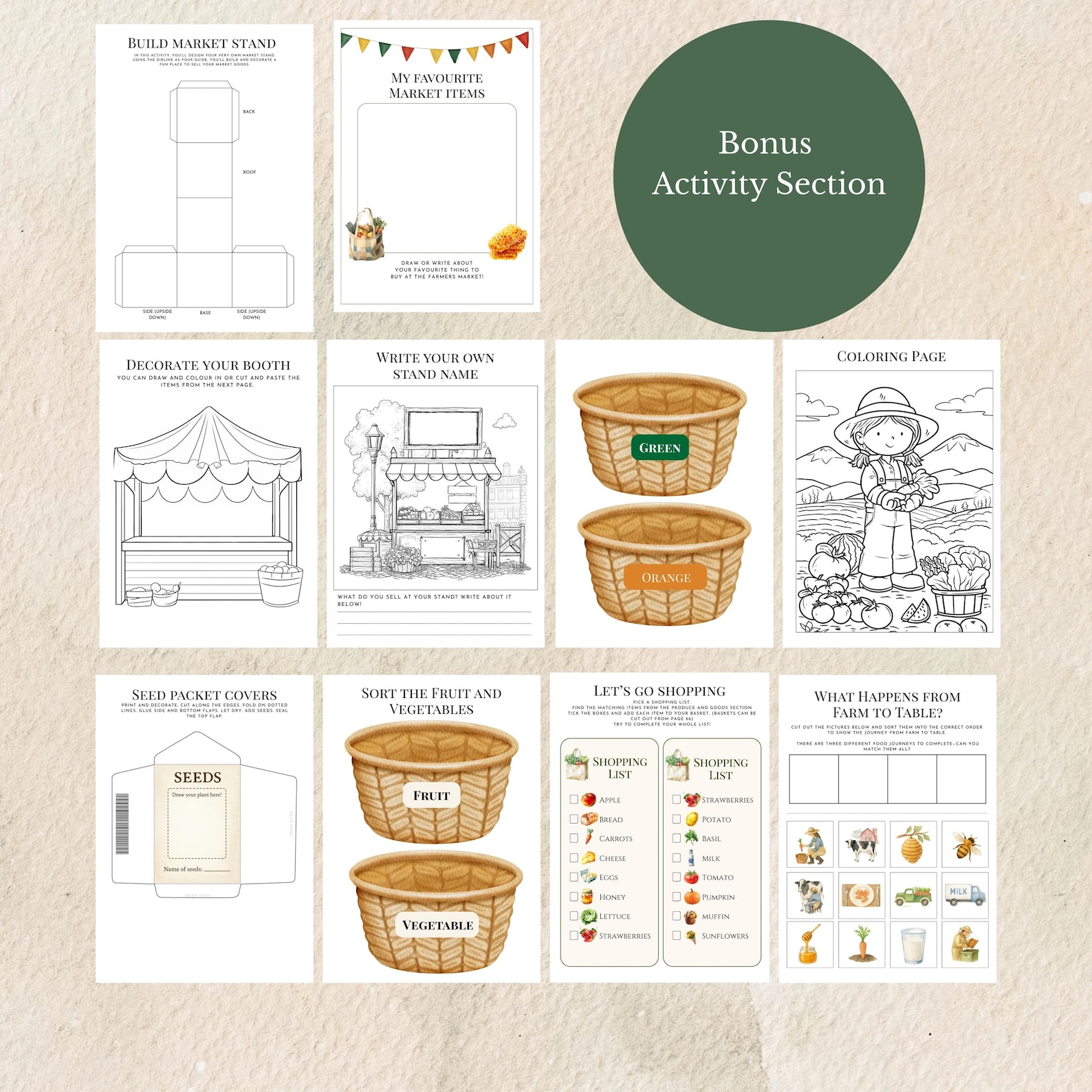 Farmer's Market Dramatic Play, Pretend Play Printable, Farmer's Market ...