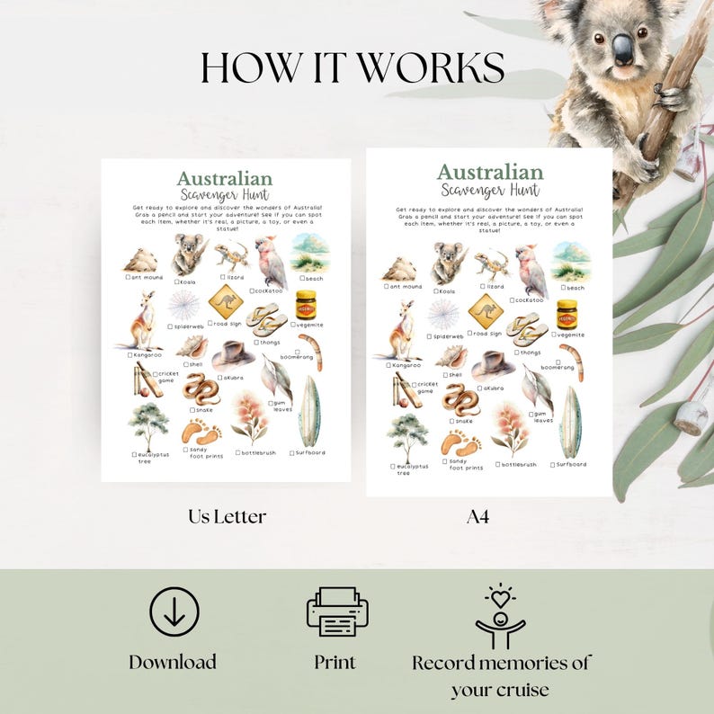 Australian Scavenger Hunt, Holiday Travel Activity Printable, Scavenger ...