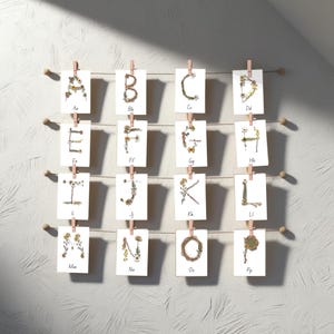 Alphabet Cards, Flash Cards, Digital Download, Floral Flash Cards ...