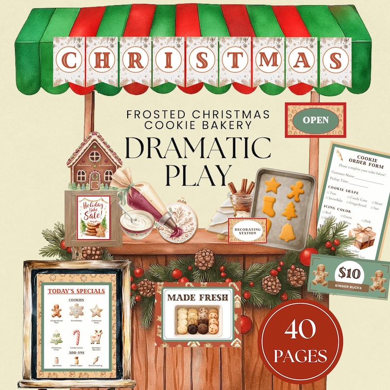 Christmas Cookie Dramatic Play Printable, Imaginative Play Printable ...