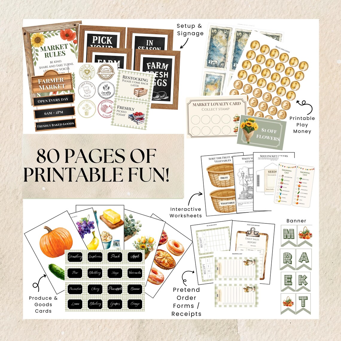 Farmer's Market Dramatic Play, Pretend Play Printable, Farmer's Market ...