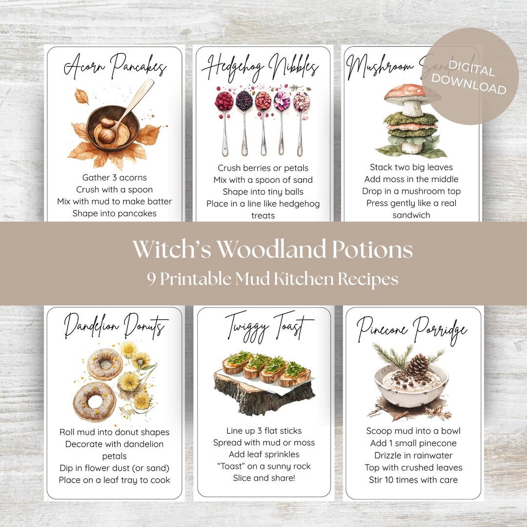 Printable Mud Kitchen Recipe Cards, Ingredient Cards, Montessori ...