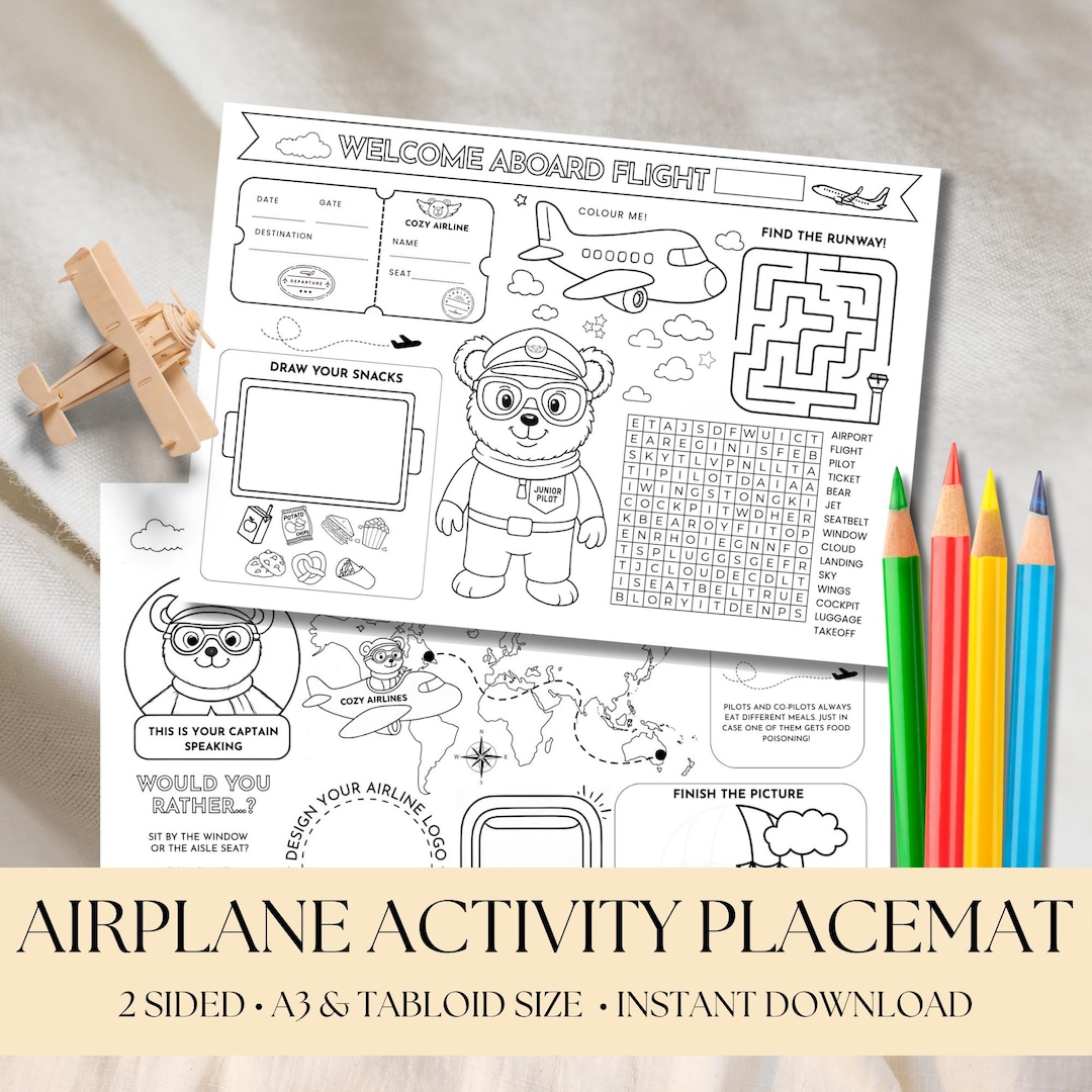 Travel Activity, Plane Activity Mat, Airport Activities for Kids ...