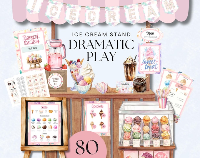 Ice Cream Shop Dramatic PLAY SET KIT | Ice Cream Shop Pretend Play Set ...