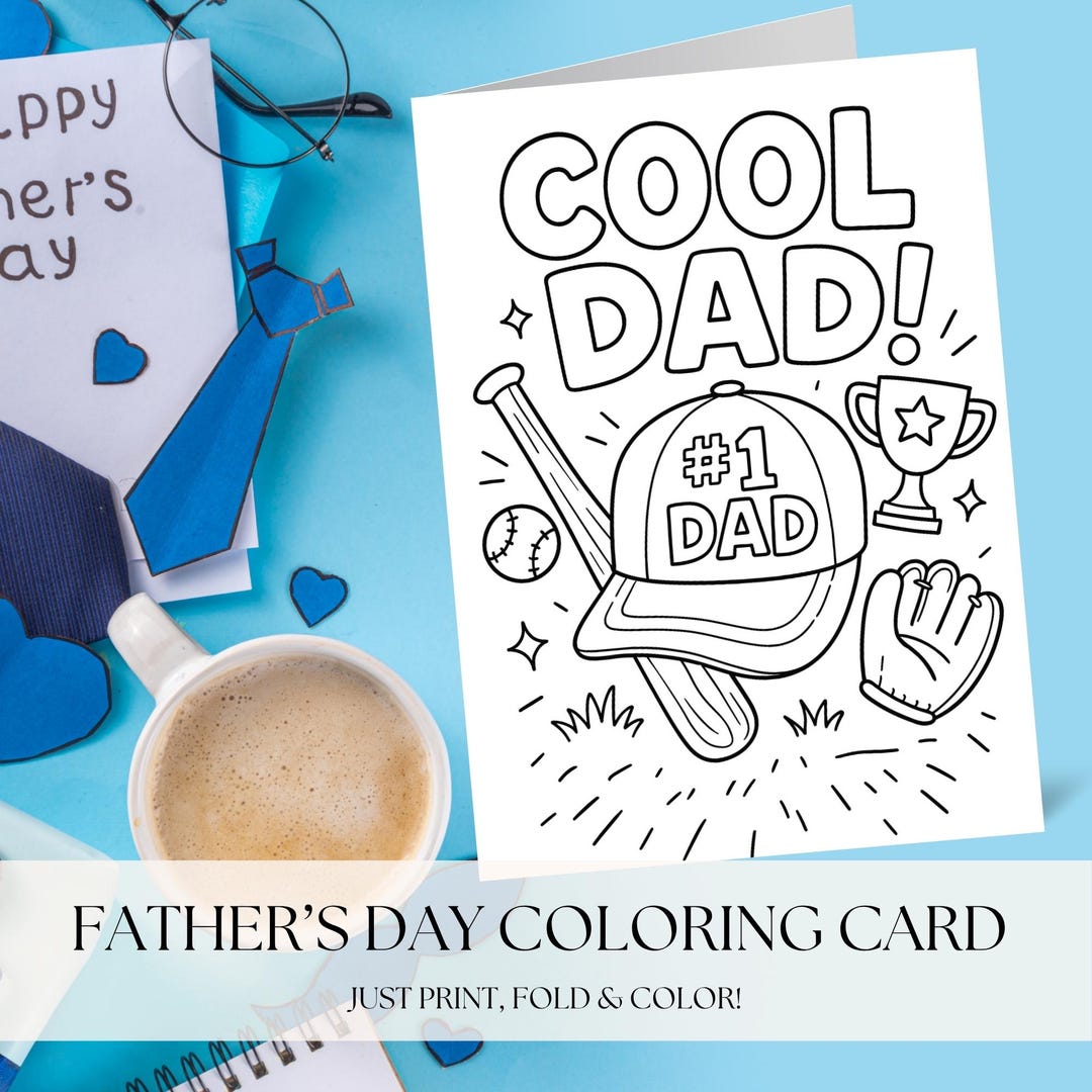 Cool Dad Coloring Card, Printable Father’s Day Coloring Card for Kid ...
