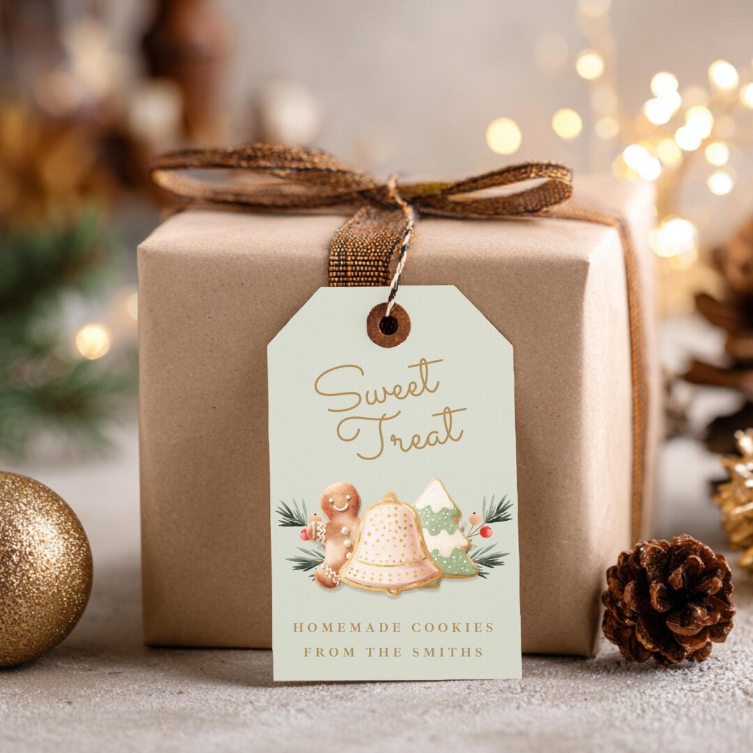 Printable Christmas Cookie Gift Tags – 2 Designs, Homemade Treat Tags ...