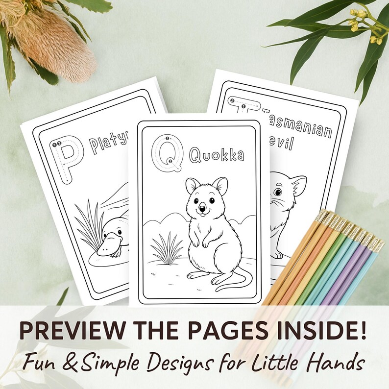 Australian Animals Alphabet Coloring Pages | A to Z Letter Tracing ...