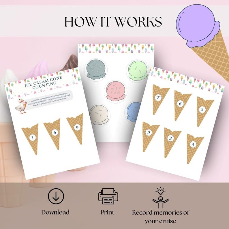 Ice Cream Counting Activity, Printable Game for Toddlers and Pre ...