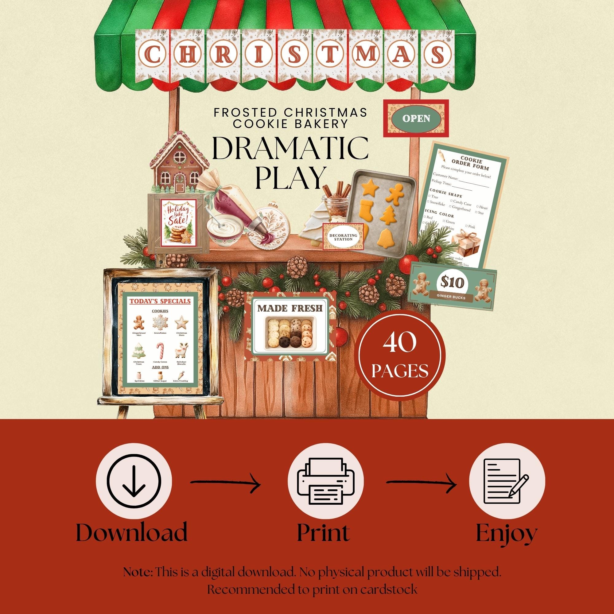 Christmas Cookie Dramatic Play Printable, Imaginative Play Printable ...