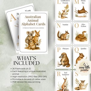 Australian Animal Alphabet Flashcards, A–Z Nature-inspired Printable ...