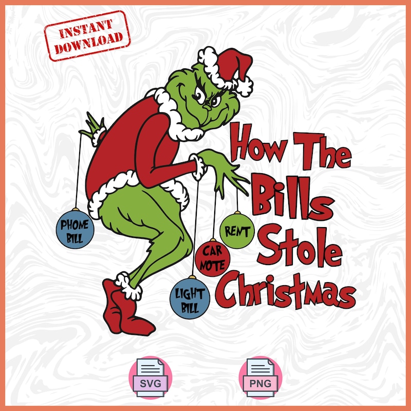 Grinch Bills Stole Xmas - Etsy