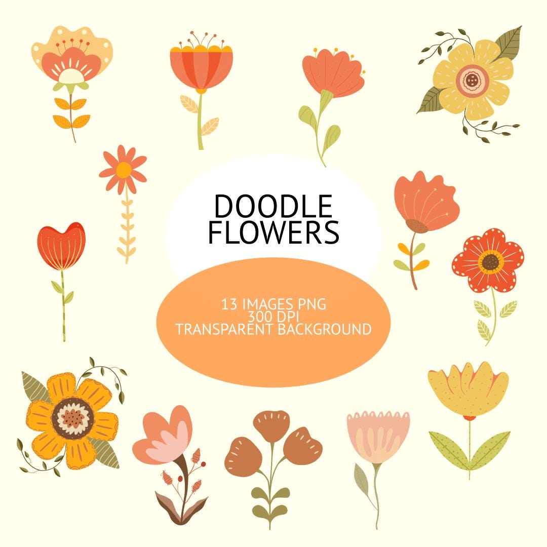 Flowers Doodles Clipart, Flowers Png, Flowers Doodle Powerful, Clipart ...