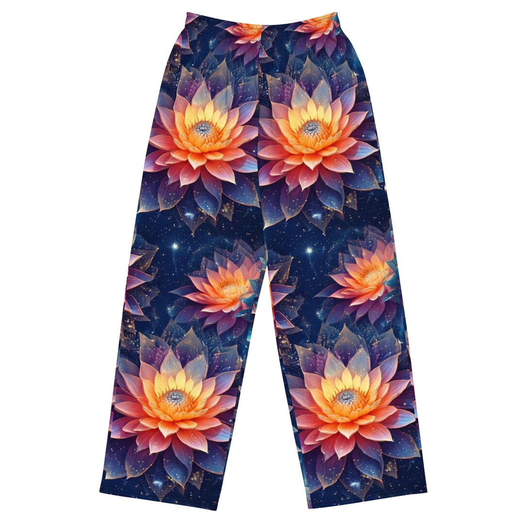 Cosmic Lotus Wide-leg Pants – Lotus & Galaxy Floral Streetwear | Eco ...