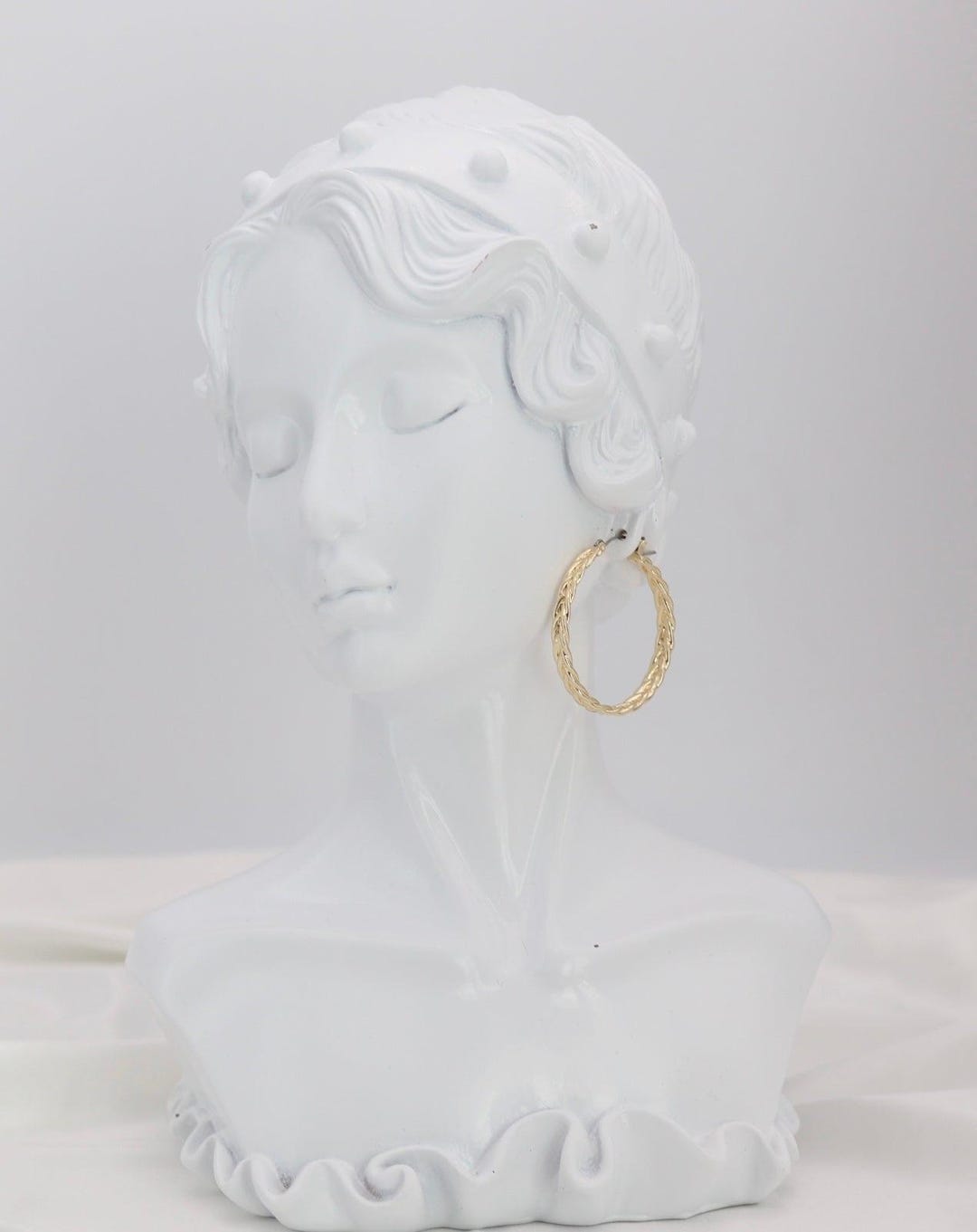 Braided Gold Hoop Earrings – Textured Twist Statement Hoops - Etsy
