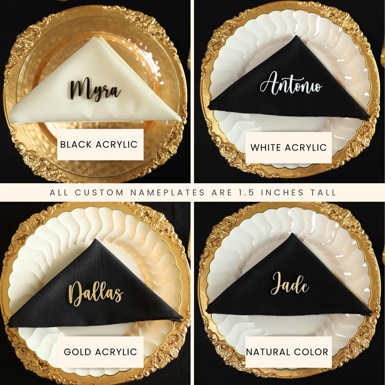 Luxury Wedding Place Cards Gold Mirror Acrylic Name Tags Personalized ...