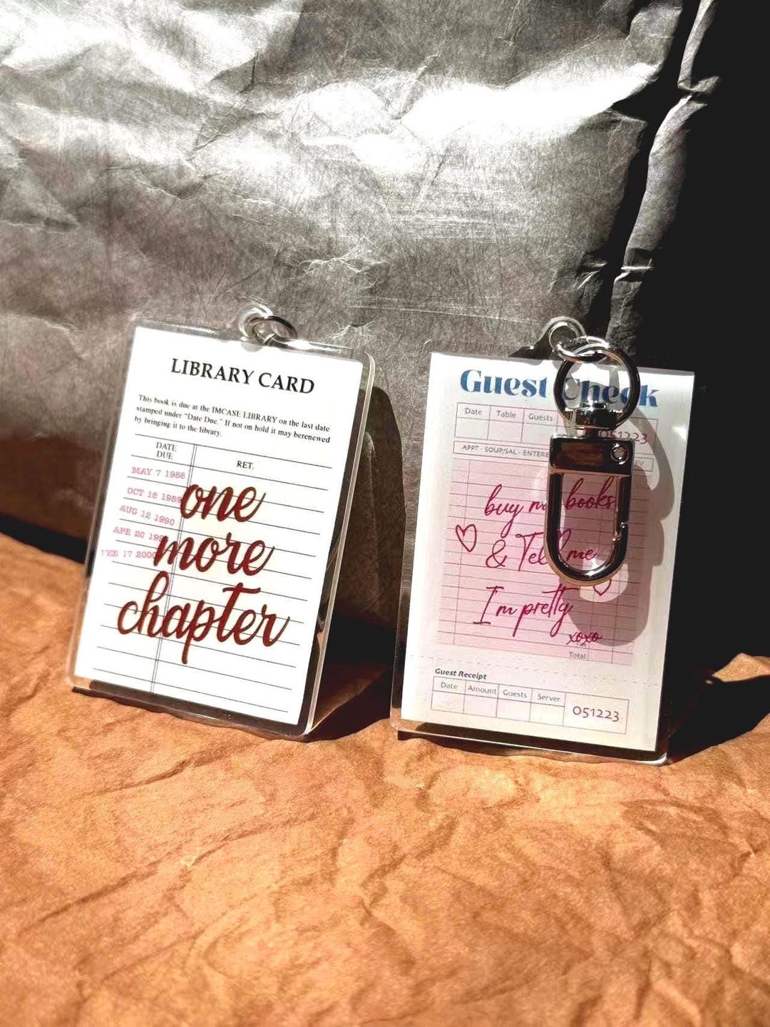 Library Card Guest Check Keychain | Aesthetic Acrylic Keyring | Book ...