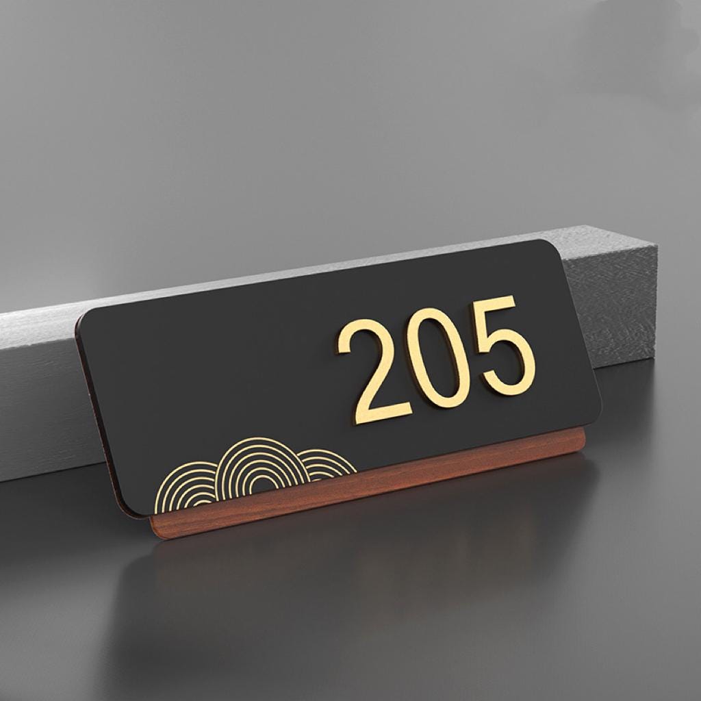 Contemporary Room Number Sign – Custom Door Plaque for Hotel, Apartment ...