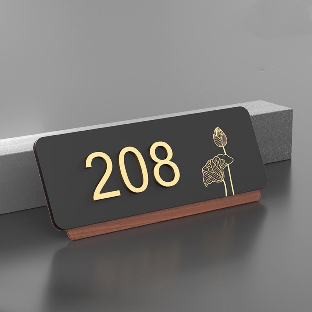 Contemporary Room Number Sign – Custom Door Plaque for Hotel, Apartment ...