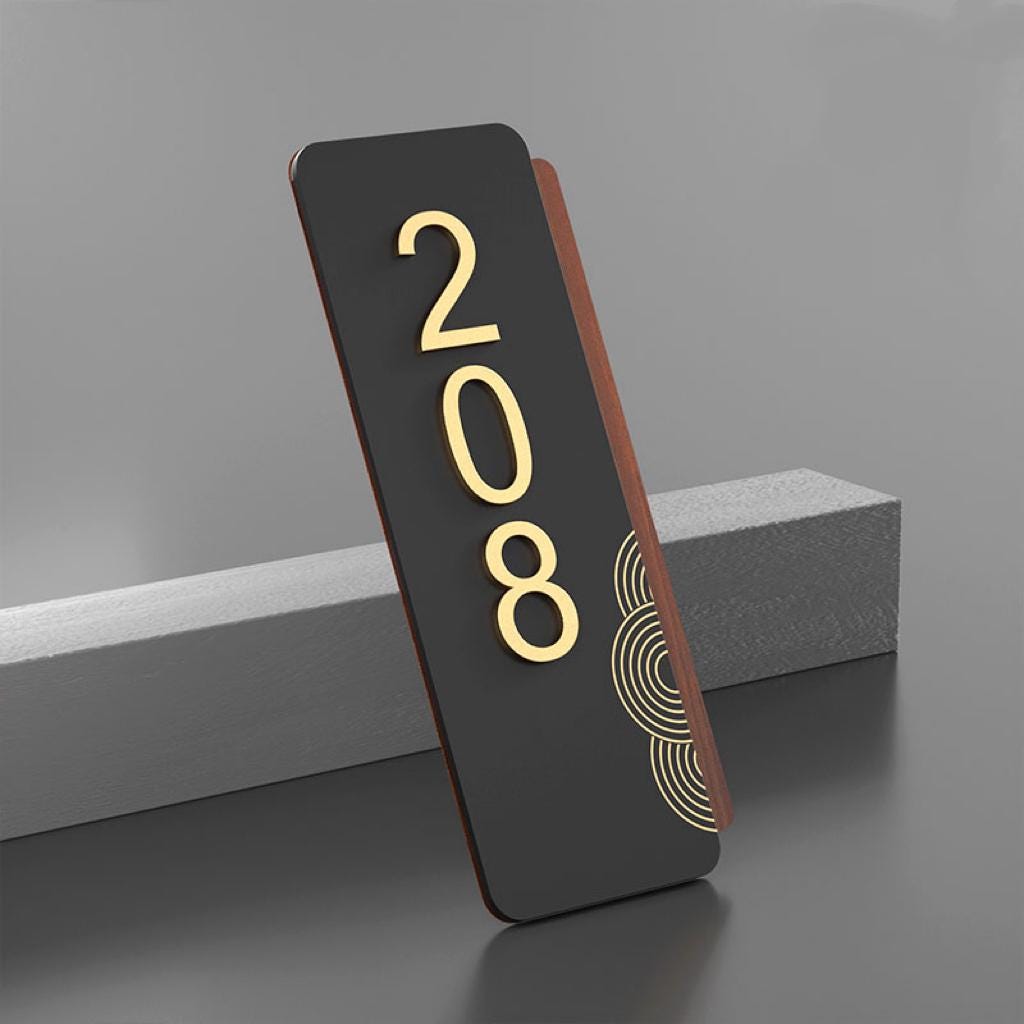 Contemporary Room Number Sign – Custom Door Plaque for Hotel, Apartment ...