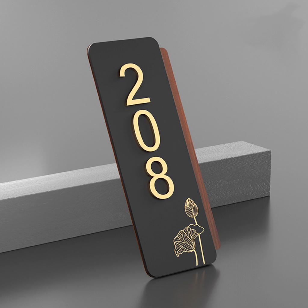 Contemporary Room Number Sign – Custom Door Plaque for Hotel, Apartment ...