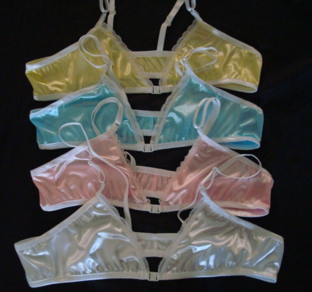 Adult Sissy Front Clasp Closure Bra for Men Shiny Satin Spandex in 4 ...